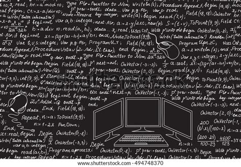 Vector Informatics Seamless Pattern Computers Handwritten Stock Vector Royalty Free