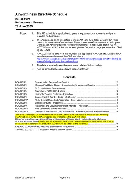 Caanz Airworthiness Directives Helicopter General Pdf Helicopter Federal Aviation