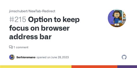 Option To Keep Focus On Browser Address Bar Issue Jimschubert Newtab Redirect Github