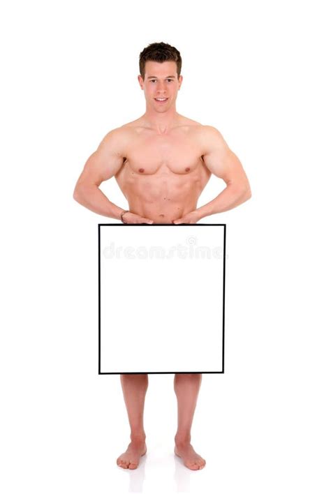 Construtor De Corpo Que Anuncia A Placa Imagem De Stock Imagem De