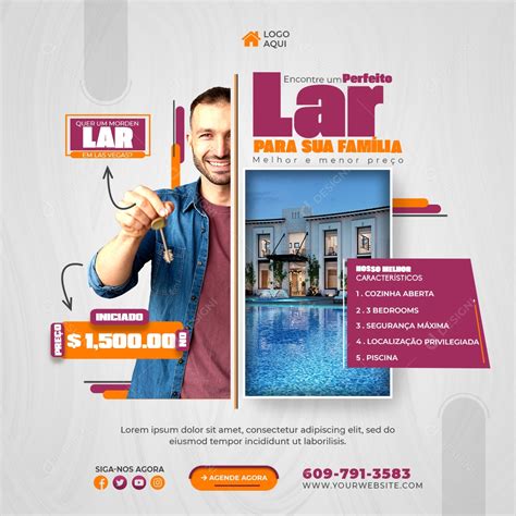 Social Media Imobiliária Encontre Um Perfeito Lar Para Sua Família Psd