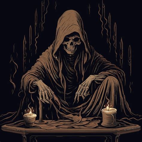 Uma imagem em preto e branco de um homem uma caveira e mãos