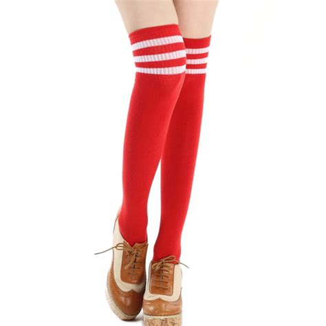 Fashion Striped Over Knee Socks Women Cotton Thigh High Over The Knee