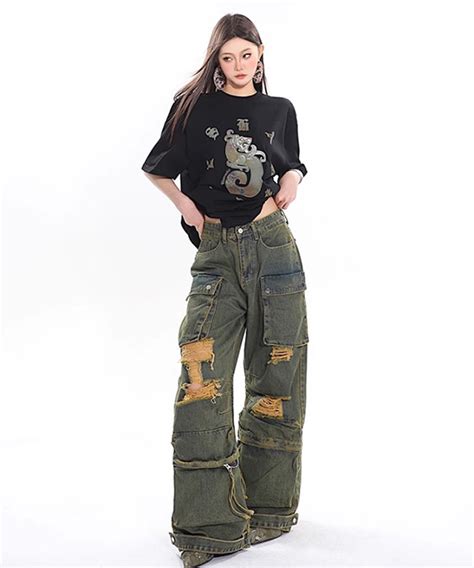 캣스트릿 무료배송 힙건빵포켓 카고데님진