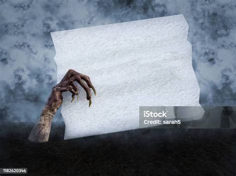 빈 흰색 기호를 들고 괴물 손의 3d 렌더링 죽은 사람에 대한 스톡 사진 및 기타 이미지 죽은 사람 손 손톱 Istock