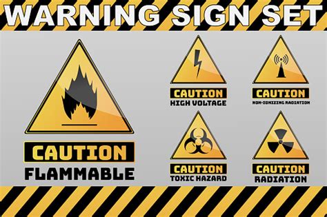 Ensemble Davertissement Jaune De Danger De Triangle Signe Dattention
