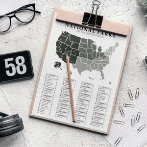 United States National Parks Map Poster And Checklist Printable Bucket