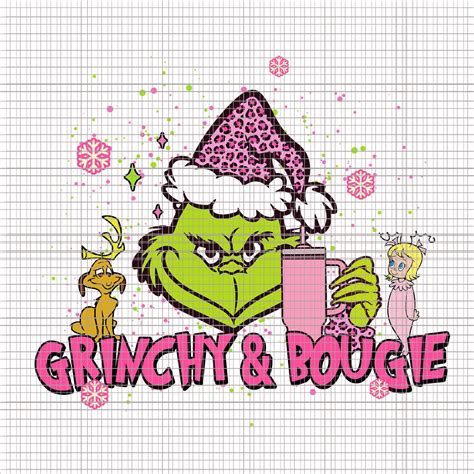 Grinchy And Bougie Png Pink Grinch Png Pink Christmas Png Pink Grinch