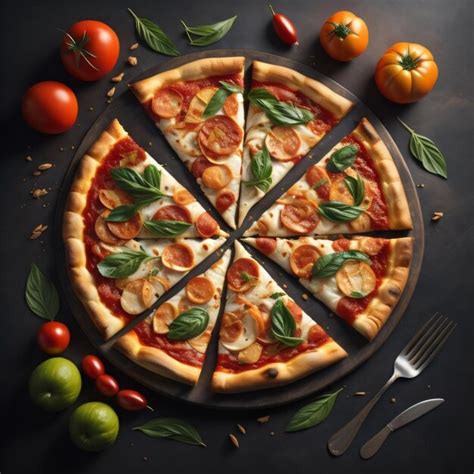 Premium Ai Image A Pizza With A Slice Cut Out Of It And A Fork And Knife On The Table