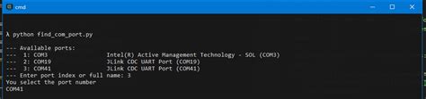 how to list out all connected com ports on windows 10 through python