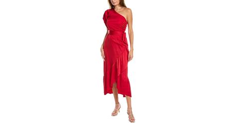 Amur One Shoulder Midi Dress In Red Lyst