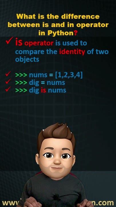 40 What Is The Difference Between Is And In Operator In Python Python Interview Questions