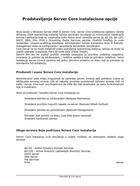 predstavljanje server core instalacione opcije pdf