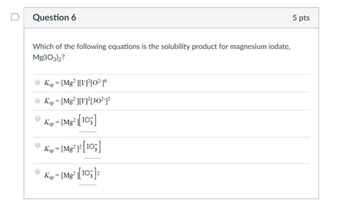 Solved D Question 6 5 Pts Which Of The Following Equations
