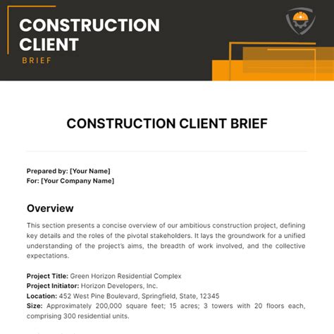 Free Construction Client Brief Template To Edit Online