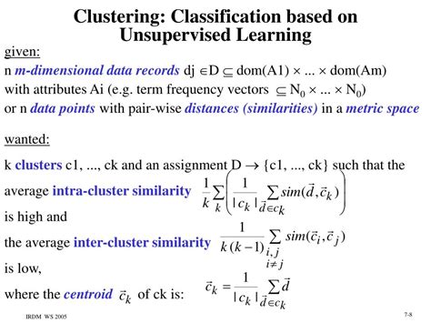 Ppt Chapter 7 Clustering Unsupervised Data Organization Powerpoint