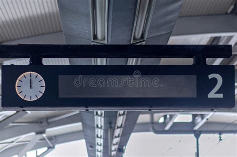 Led Panel Display With Analog Clock In The Train Station Train Schedule Display Stock Image