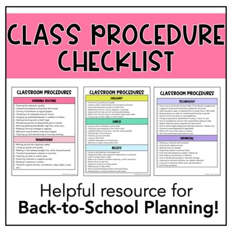 Classroom Procedure Checklist By Mrs Katie In Elementary Tpt
