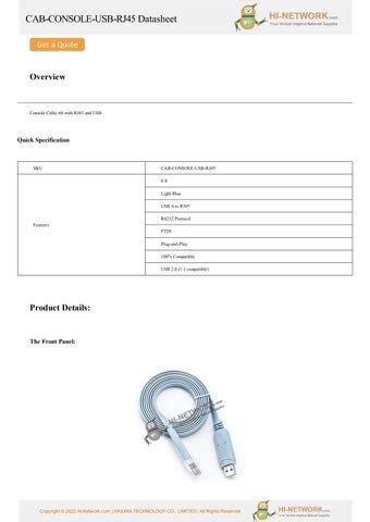 Cisco Cab Console Usb Rj Datasheet By Hi Network Issuu