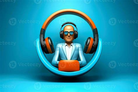 AI Generated 3d Minimal Scene Mockup Abstract Human Character Enjoy Music Concept Generative