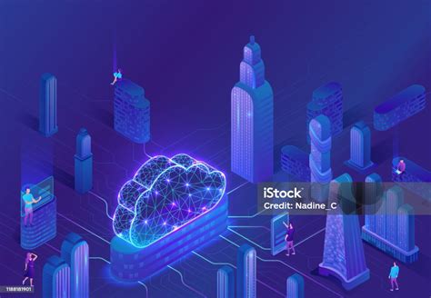 클라우드 컴퓨팅 개념 서버 스마트 폰 모뎀 신경망에 연결된 태블릿 등각 벡터 테크놀로지 배경 현대 블루 디자인 도시에 대한 스톡 벡터 아트 및 기타 이미지 Istock