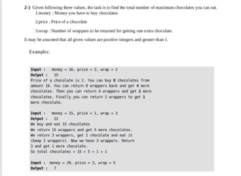 Solved 2 Given Following Three Values The Task Is To Find