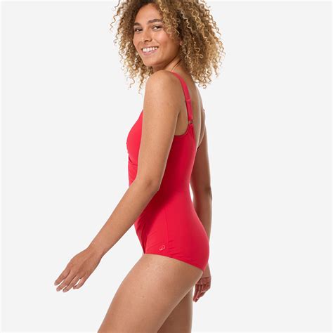 Women 1 Piece Swimsuit Mary Red Decathlon