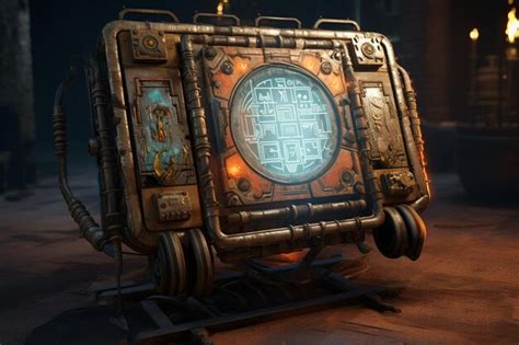Premium Ai Image Rustic Computing Device With Illuminated Glyphs Re