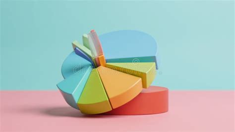 A Vibrant Detailed 3d Pie Chart Against A Soft Pastel Backdrop Stock Illustration Illustration