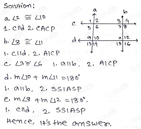 solved for column a identify the parallel lines based on the given