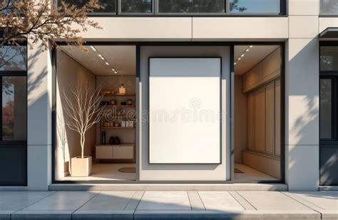 Empty Billboard On Building Facade Mockup For Advertisement Interior