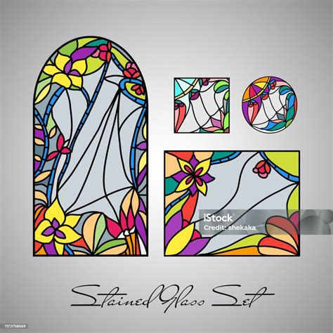 꽃 밝은 스테인드 글라스 장식 패턴 컬러 모자이크 스테인드글라스에 대한 스톡 벡터 아트 및 기타 이미지 스테인드글라스 꽃
