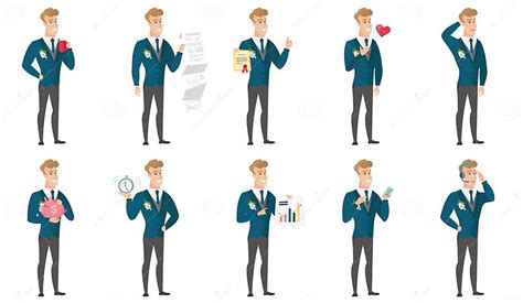 Sistema Del Vector De Ejemplos Con El Carácter Del Novio Ilustración Del Vector Ilustración De