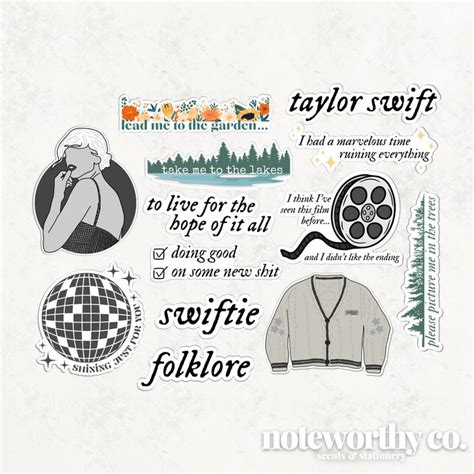 Taylor Swift Folklore Sticker Set Printable Stickers Cute Stickers