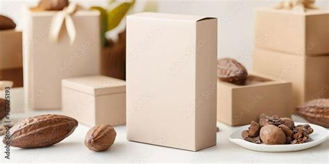 Blank Cocoa Packaging With Cocoa Pod Motifs Subtle Design Soft Matte