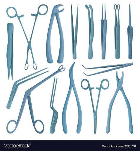 Medical Forceps Isolated Cartoon Set Icon Vector Image