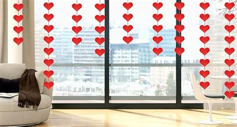 Valentines Decorations Red Felt Hanging Hearts Garland 72pcs No Diy