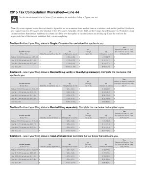 Fillable Online Irs Tax Computation Worksheet PDF Documents Fax Email