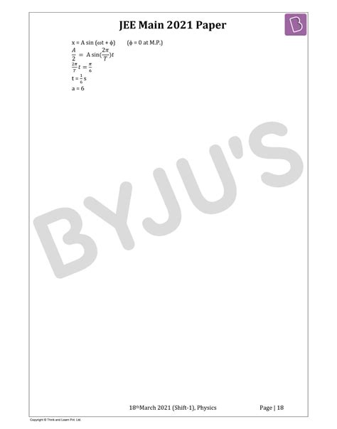 JEE Main March Shift Physics Solutions Download PDF