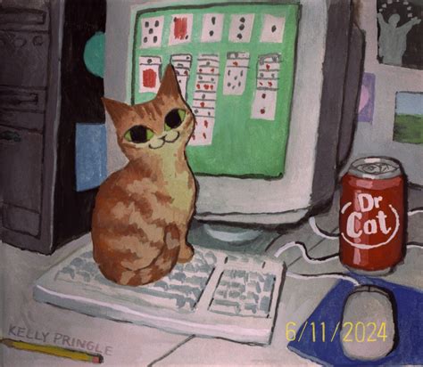 Safebooru 3 Artist Name Brand Name Imitation Can Cat Commentary Computer Computer Keyboard