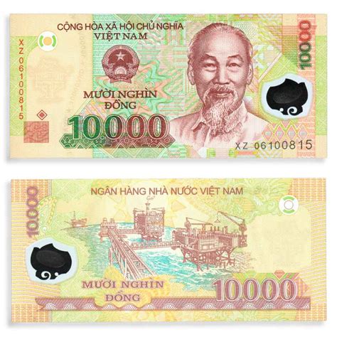 10000 Dong 2009 Fe Polímero Vietnã Ásia Shape Antiguidades