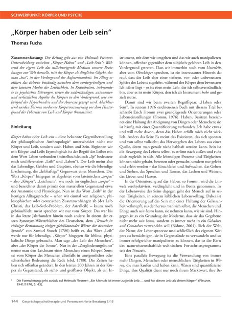 (PDF) Körper haben oder Leib sein