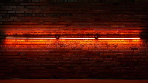 Glow Brick Wall Neon Light Stock Illustration Illustration Of Orange