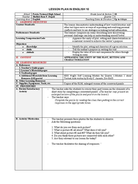 Dlp Eng10 Q1 Melc 3 Week 3 Pdf Learning Cosette