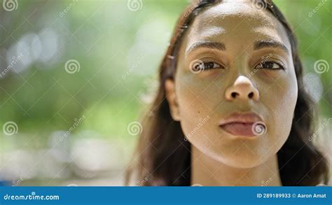 African American Woman Smiling Confident Standing At Park Stock Video