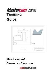 Mill Lesson Pdf TRAINING GUIDE MILL LESSON GEOMETRY CREATION Mastercam Training Guide