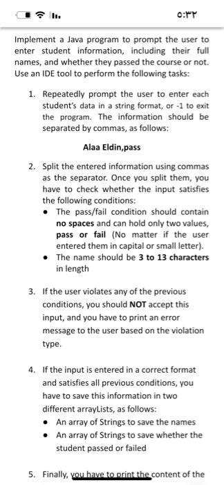 Solved 2 Split The Entered Information Using Commas As The