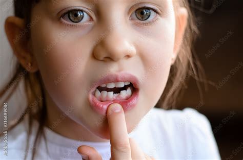 Photo Stock Beautiful Smiling Preschool Girl With Her First Adult