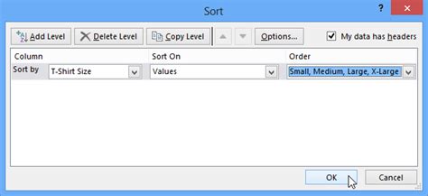 Excel 2013 Sorting Data