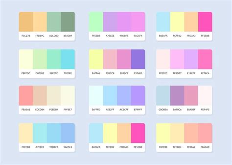 Rgb Hex의 Pantone 컬러 팔레트 카탈로그 샘플 프리미엄 벡터